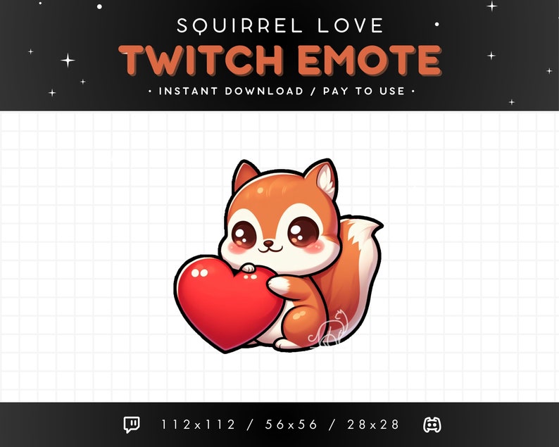 Cute Squirrel Twitch Emote Love - Heart Squirrel Emote, Squirrel ...