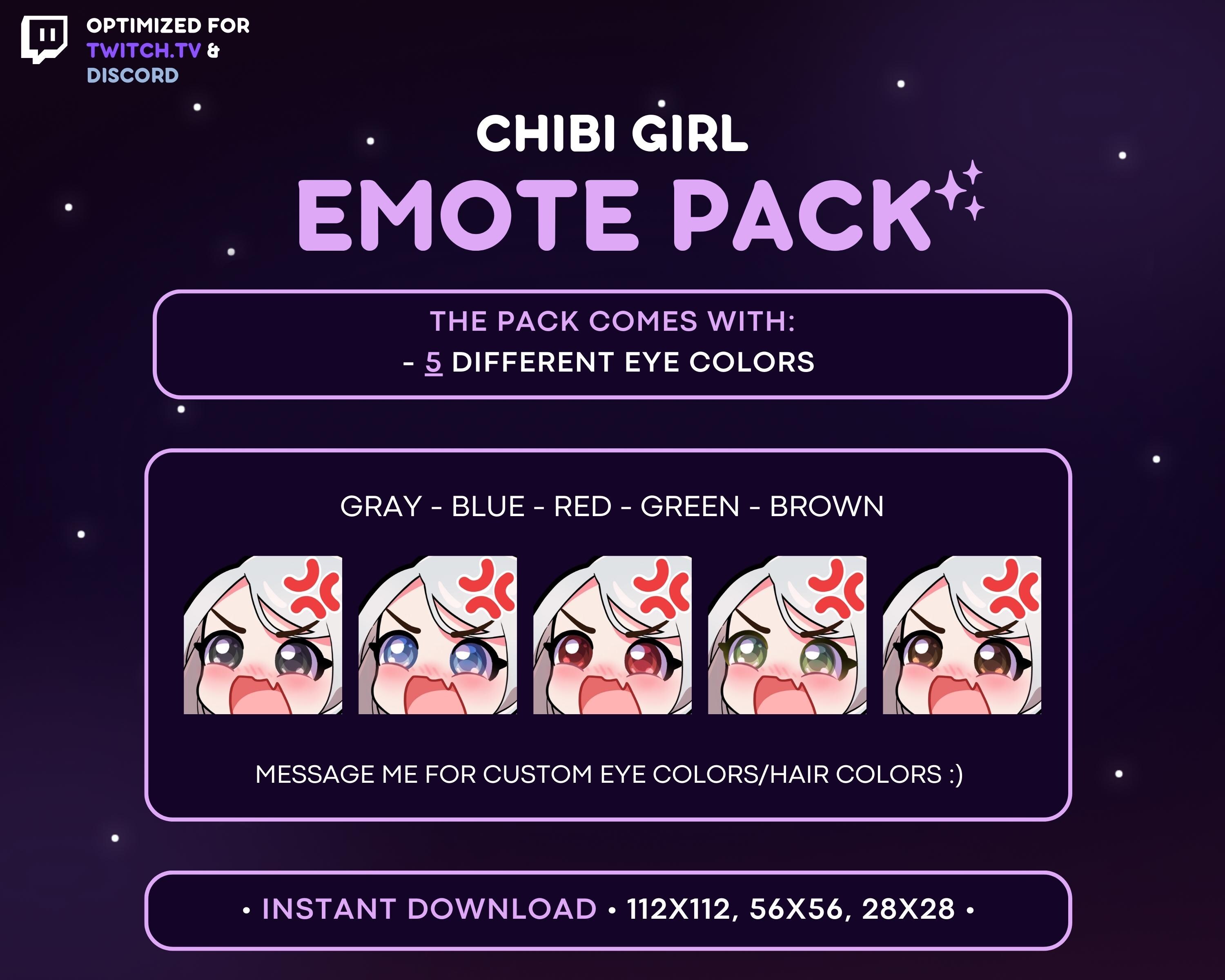 Chibi Girl Emote Pack 20x - White Hair Girl Twitch Emote [fair Skin, 5 ...