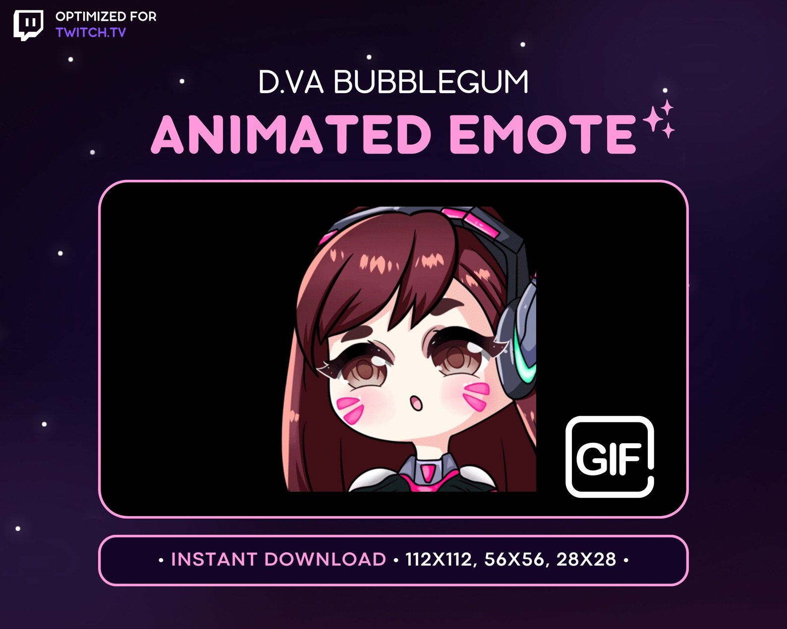 D.va Bubblegum Animated Emote - Animated Twitch Emote, Streaming Assets ...