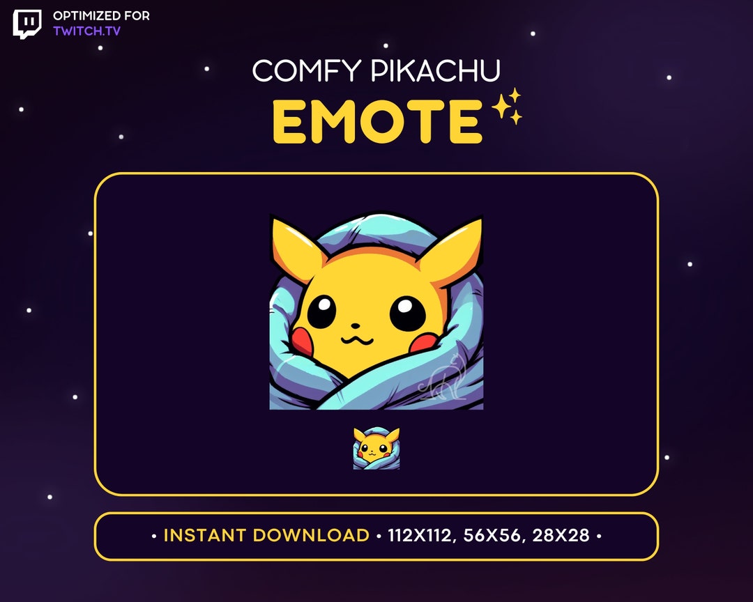 Pikachu Twitch Emote - Comfy Pikachu Pokemon Emote, Gaming, Streaming ...