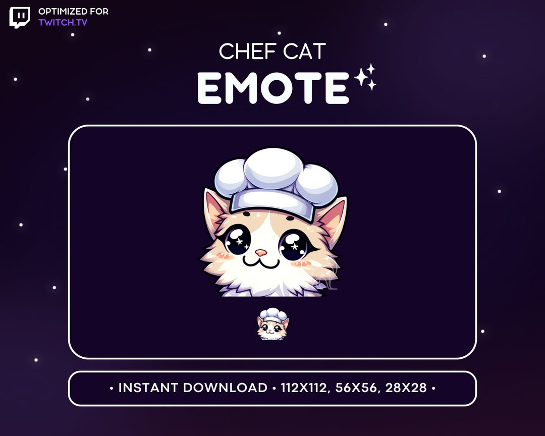 Cute Cat Twitch Emote Cat Chef Emote, Cat Discord Emote, Gaming ...