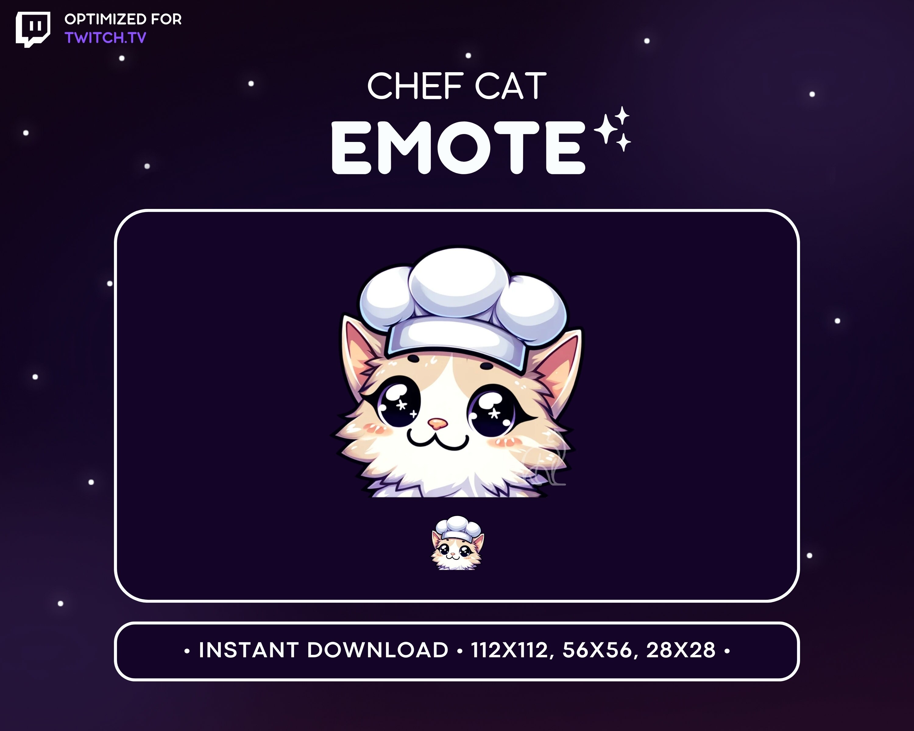 Cute Cat Twitch Emote Cat Chef Emote, Cat Discord Emote, Gaming ...