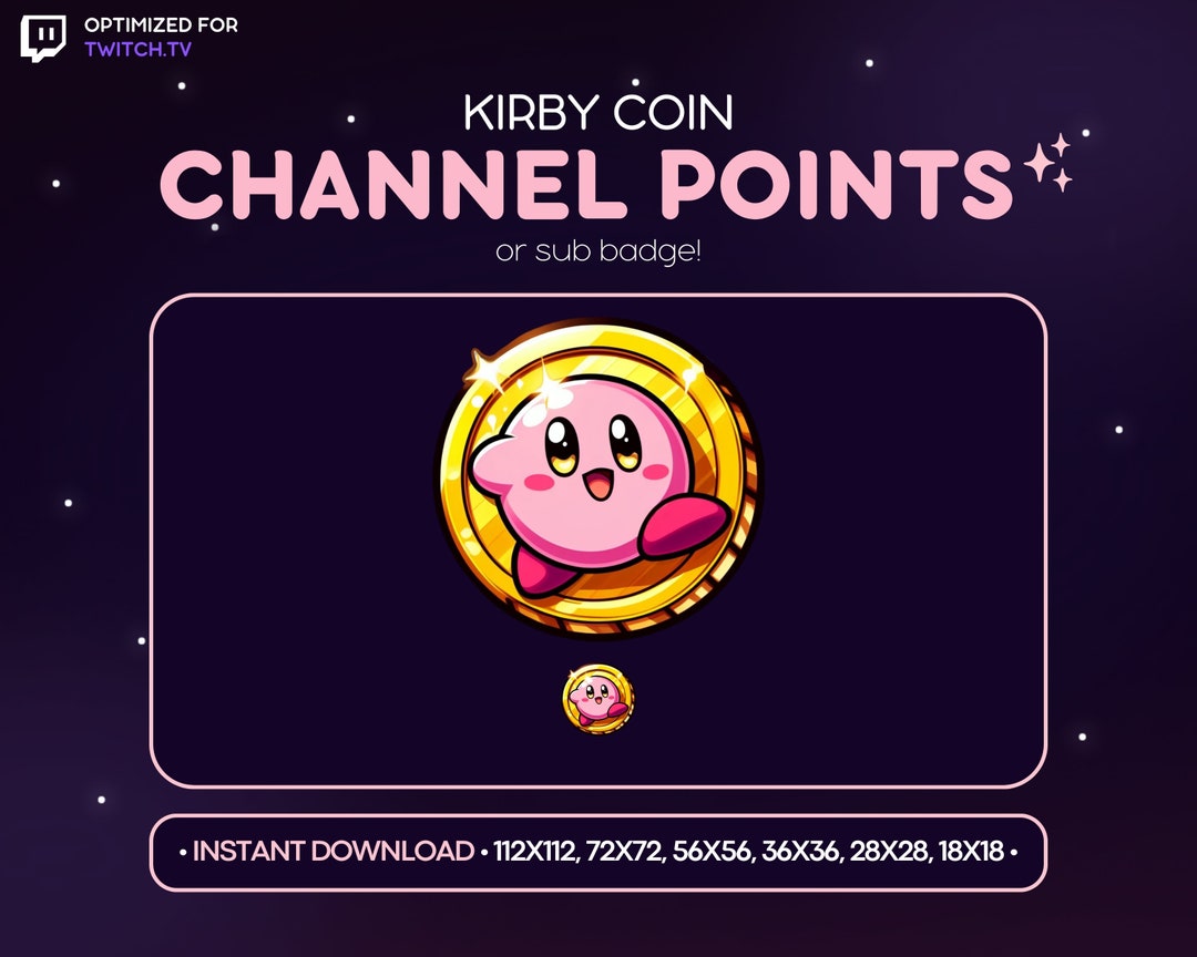 Kirby Coin Twitch Channel Point Icon, Sub Badge, Emote - Kirby Discord ...