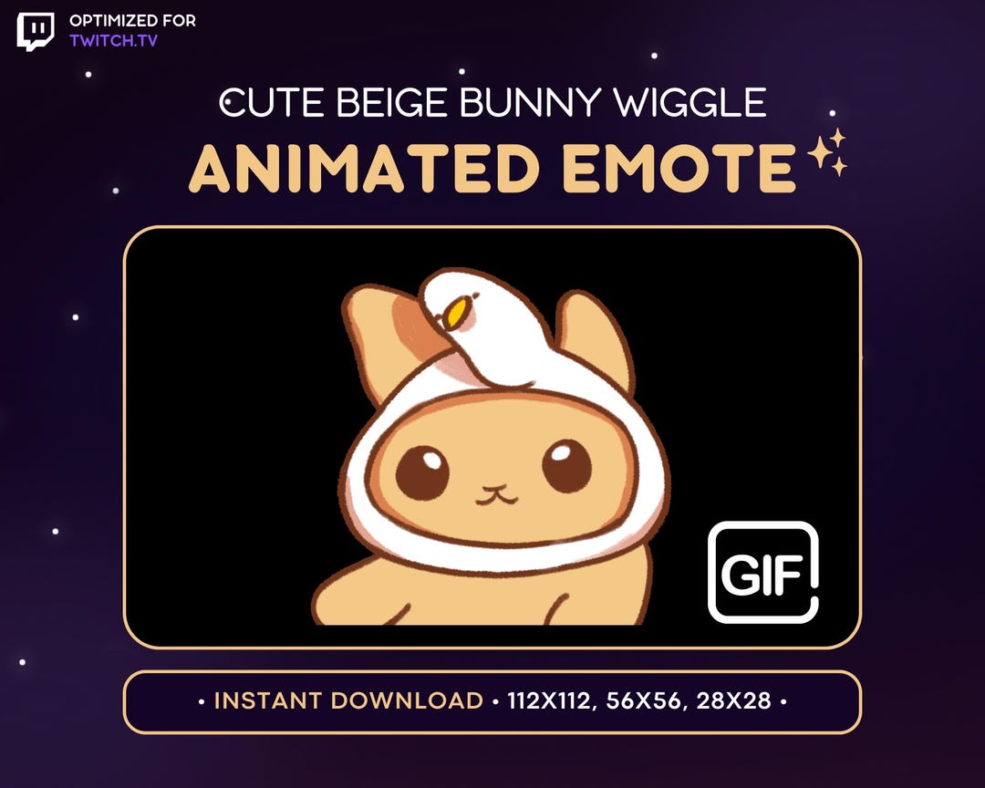 ANIMATED Beige Bunny Wiggle Emote - Cute Animated Bunny Discord Emote ...