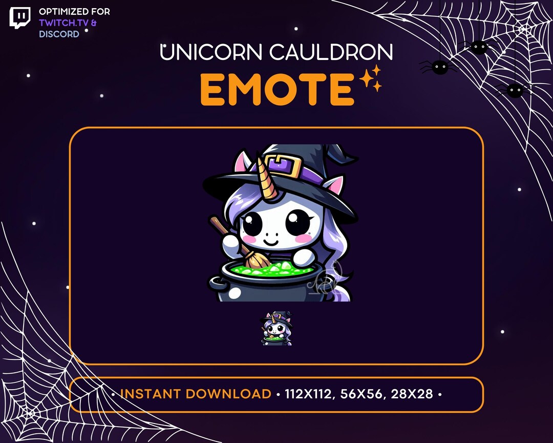 Unicorn Twitch Emote - Cauldron, Witch Hat, Halloween Emote, Discord ...