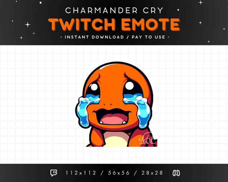 Cute Charmander Twitch Emote Crying Charmander Pokemon Emote, Gaming ...
