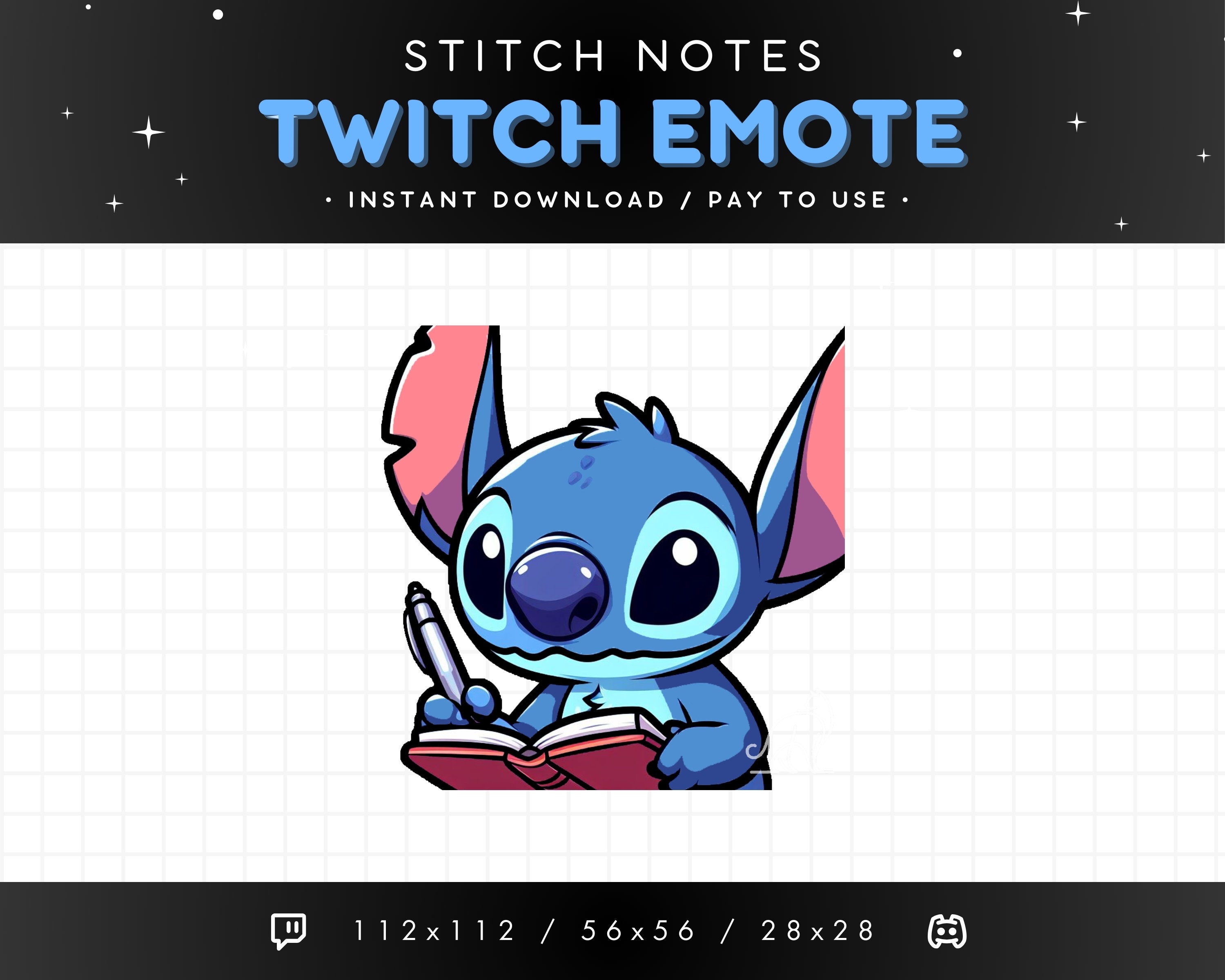 Stitch Twitch Emote Taking Notes Stitch Discord Emote, Stitch Streaming ...
