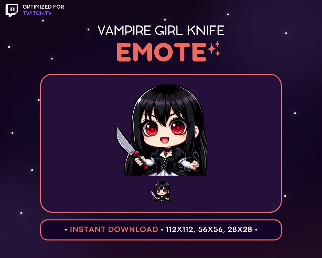 Vampire Girl Twitch Emote, Knife, Anime Gamer (digital Download) - Etsy