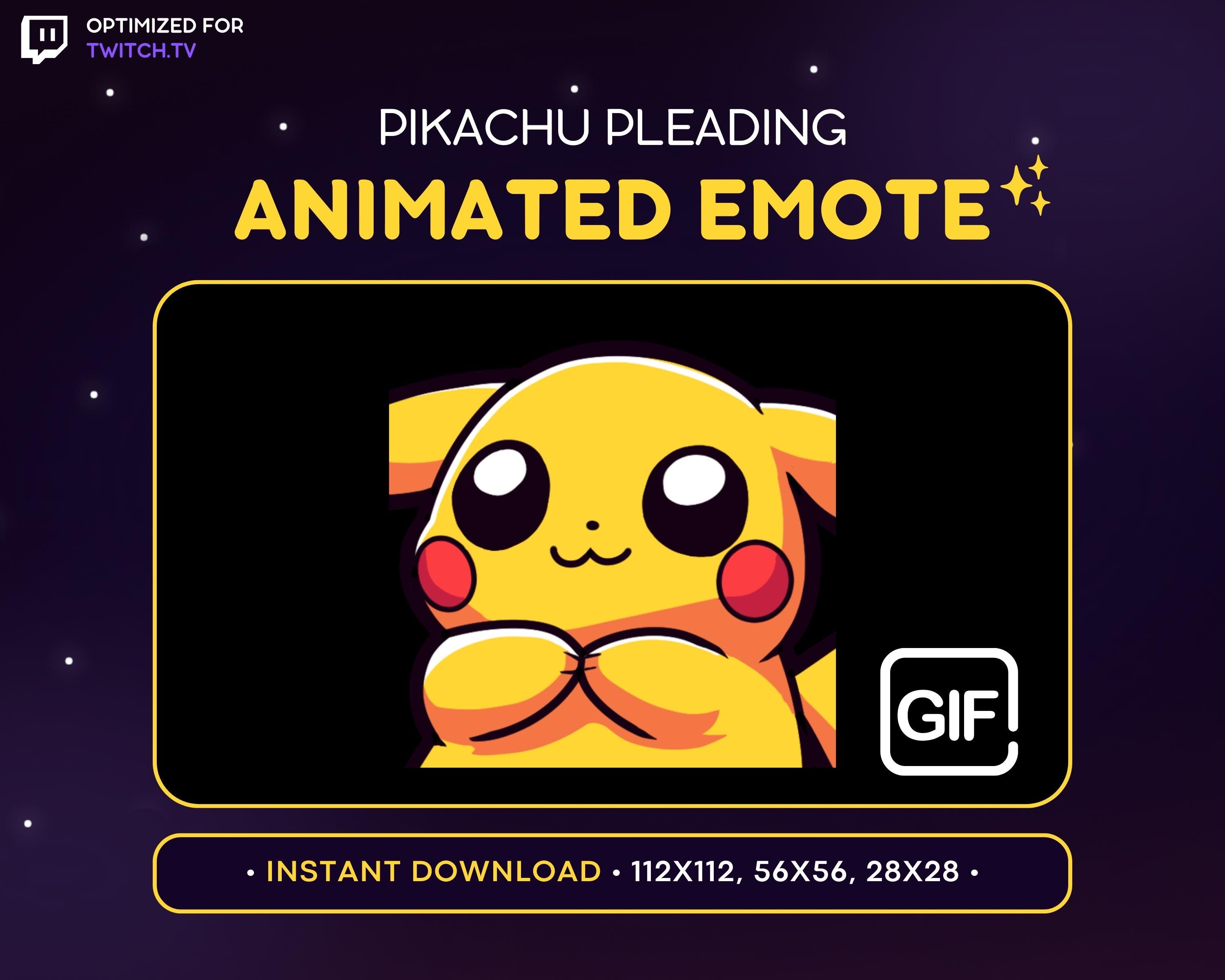 ANIMATED Pikachu Twitch Emote - Pleading Pikachu Pokemon Emote, Gaming ...