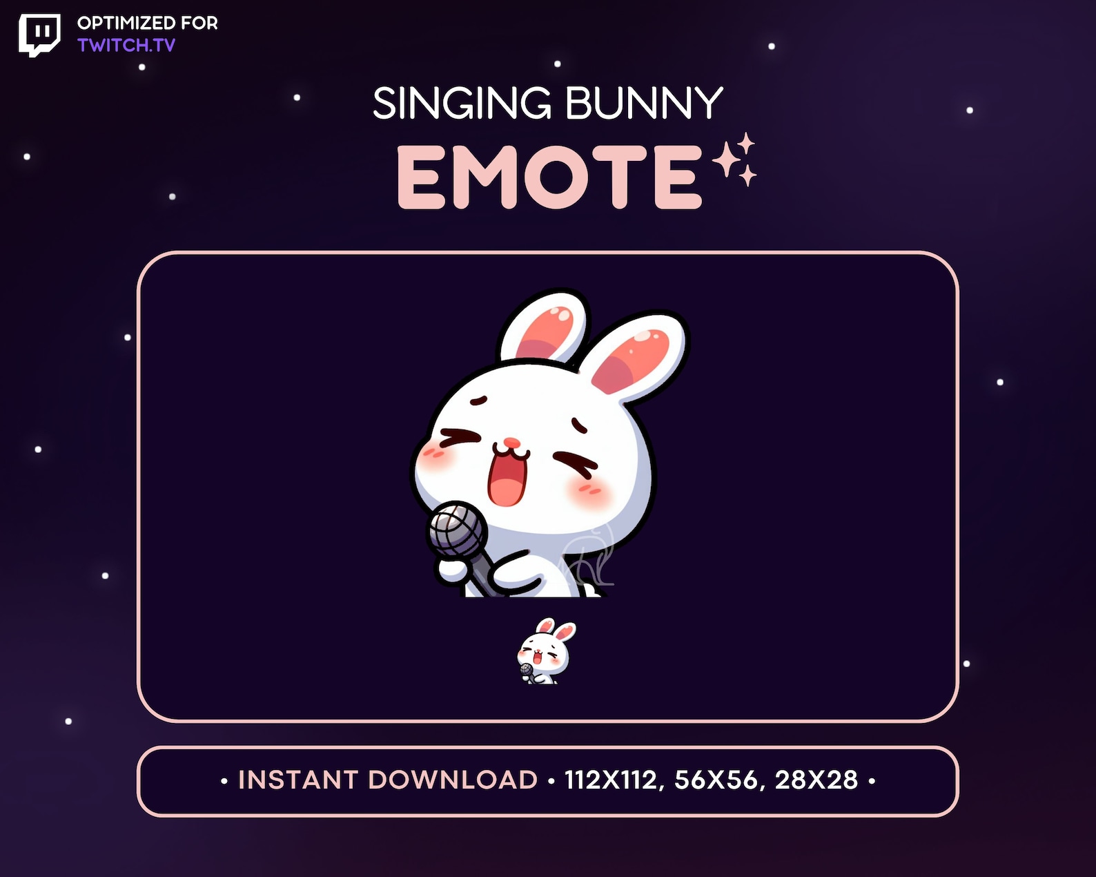 Cute Bunny Twitch Emote Singing Bunny Emote, Bunny Discord Emote ...