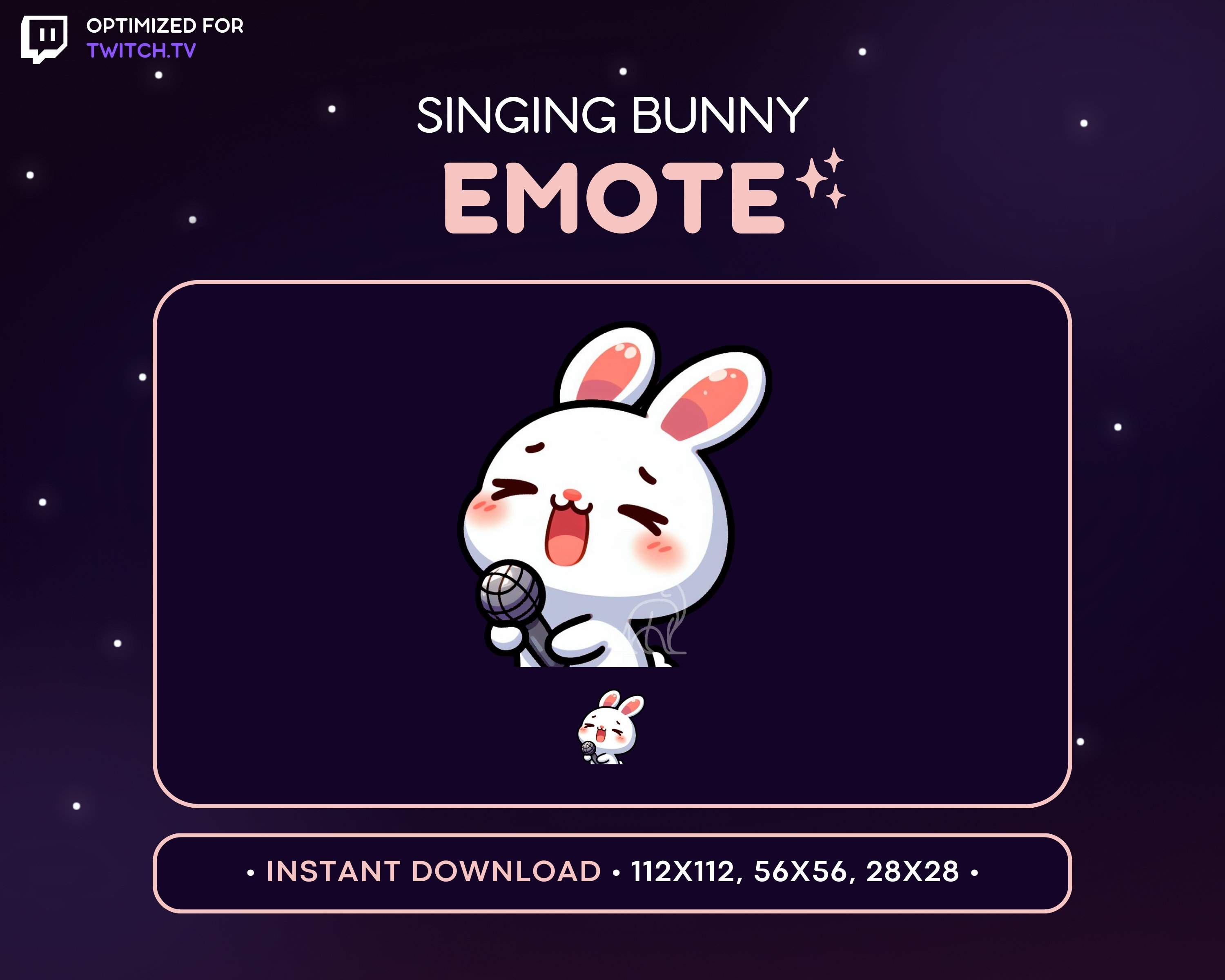 Cute Bunny Twitch Emote - Singing Bunny Emote, Bunny Discord Emote ...
