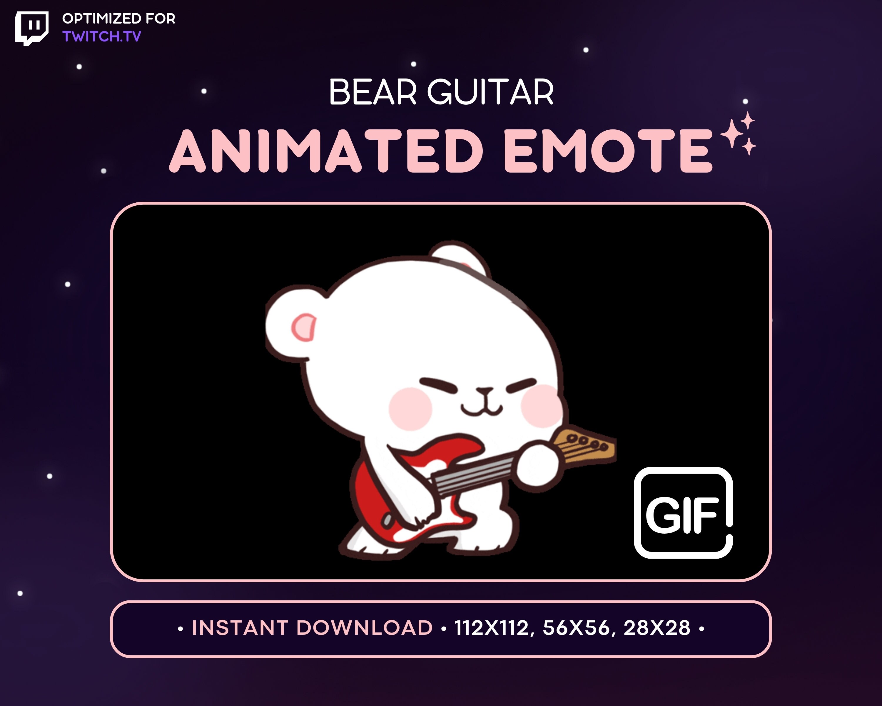 Guitar Bear Animated Emote Animated Twitch Emote, Streaming Assets ...
