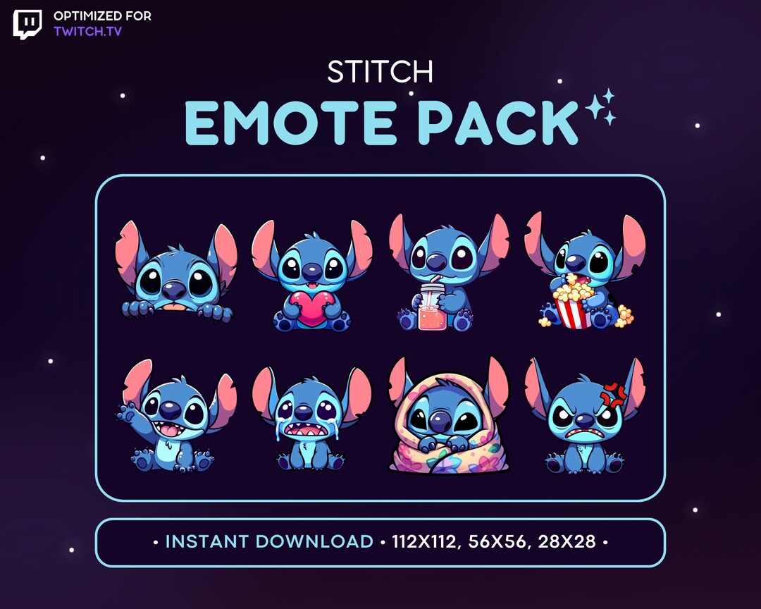 Stitch Twitch Emote Pack 8x - Stitch Discord Emote, Stitch Streaming ...