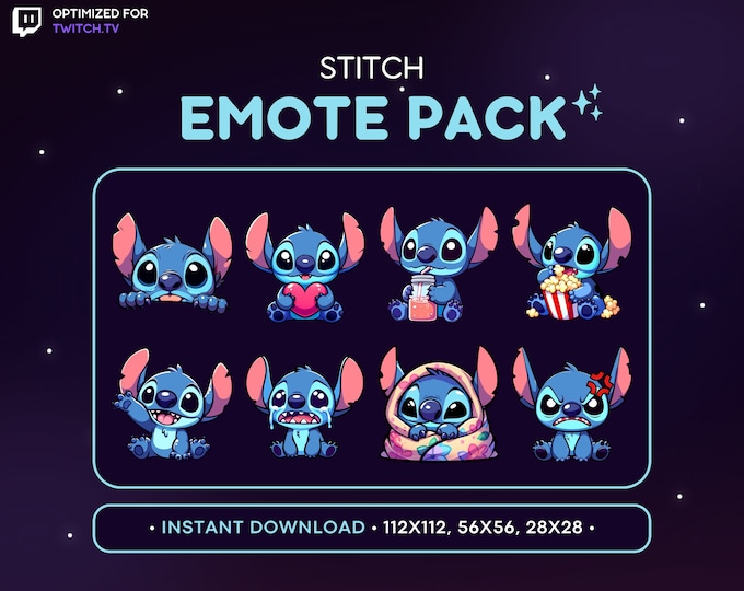 STITCH Animated Emote Pack, 20 Stitch Emote, Animated Emote Stitch ...