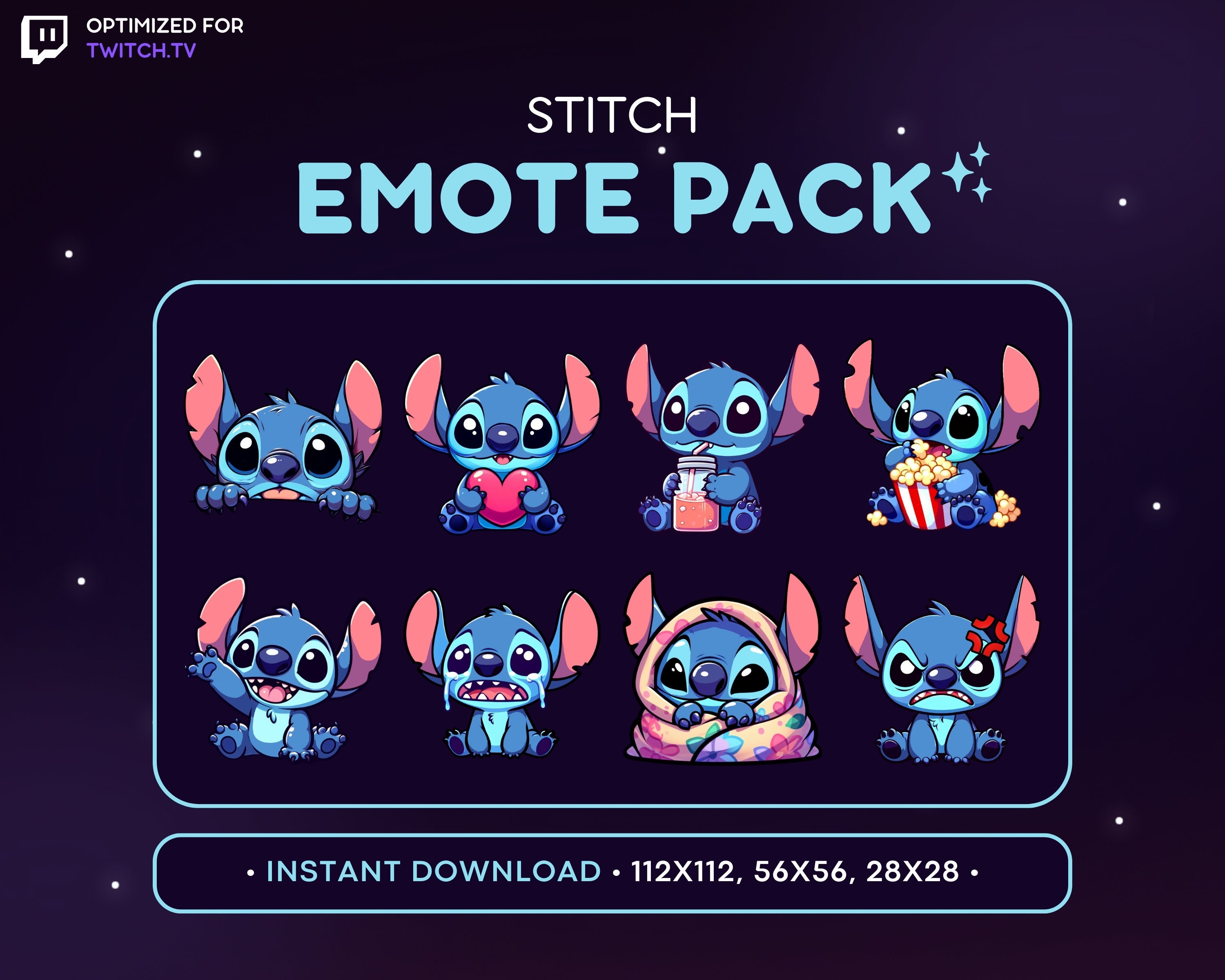 Stitch Twitch Emote Pack 8x - Stitch Discord Emote, Stitch Streaming ...