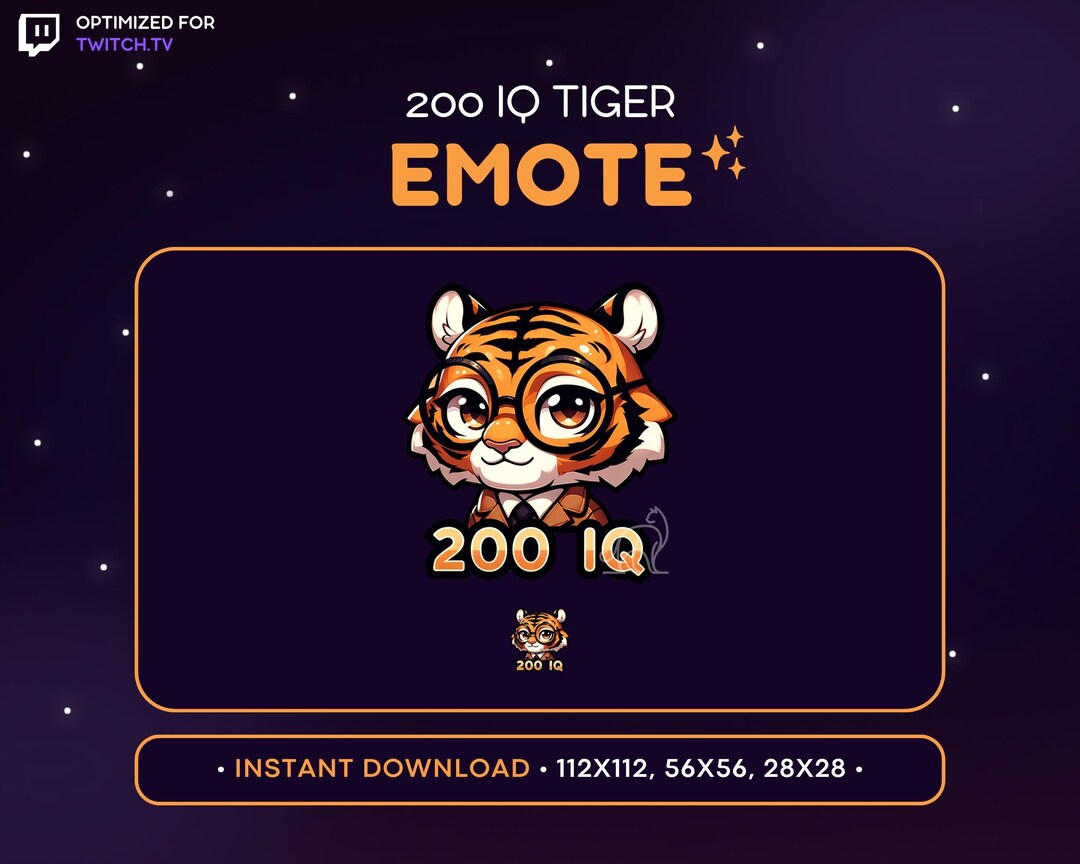 Tiger Twitch Emote - 200 IQ, Smart, Geek, Nerd, Glasses, Discord Emoji ...