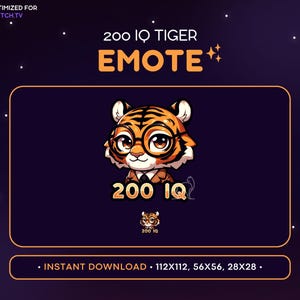 Tiger Twitch Emote - 200 IQ, Smart, Geek, Nerd, Glasses, Discord Emoji ...