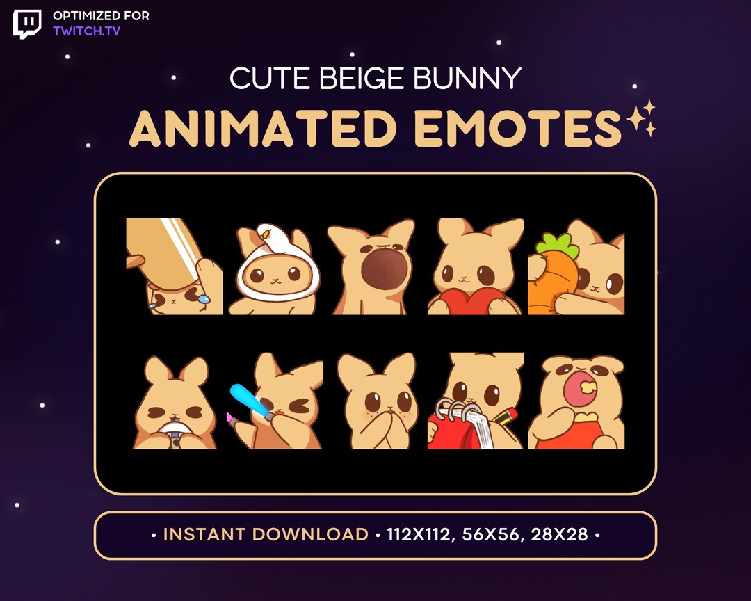 ANIMATED Beige Bunny Emote Pack 10x - Cute Animated Bunny Discord Emote ...