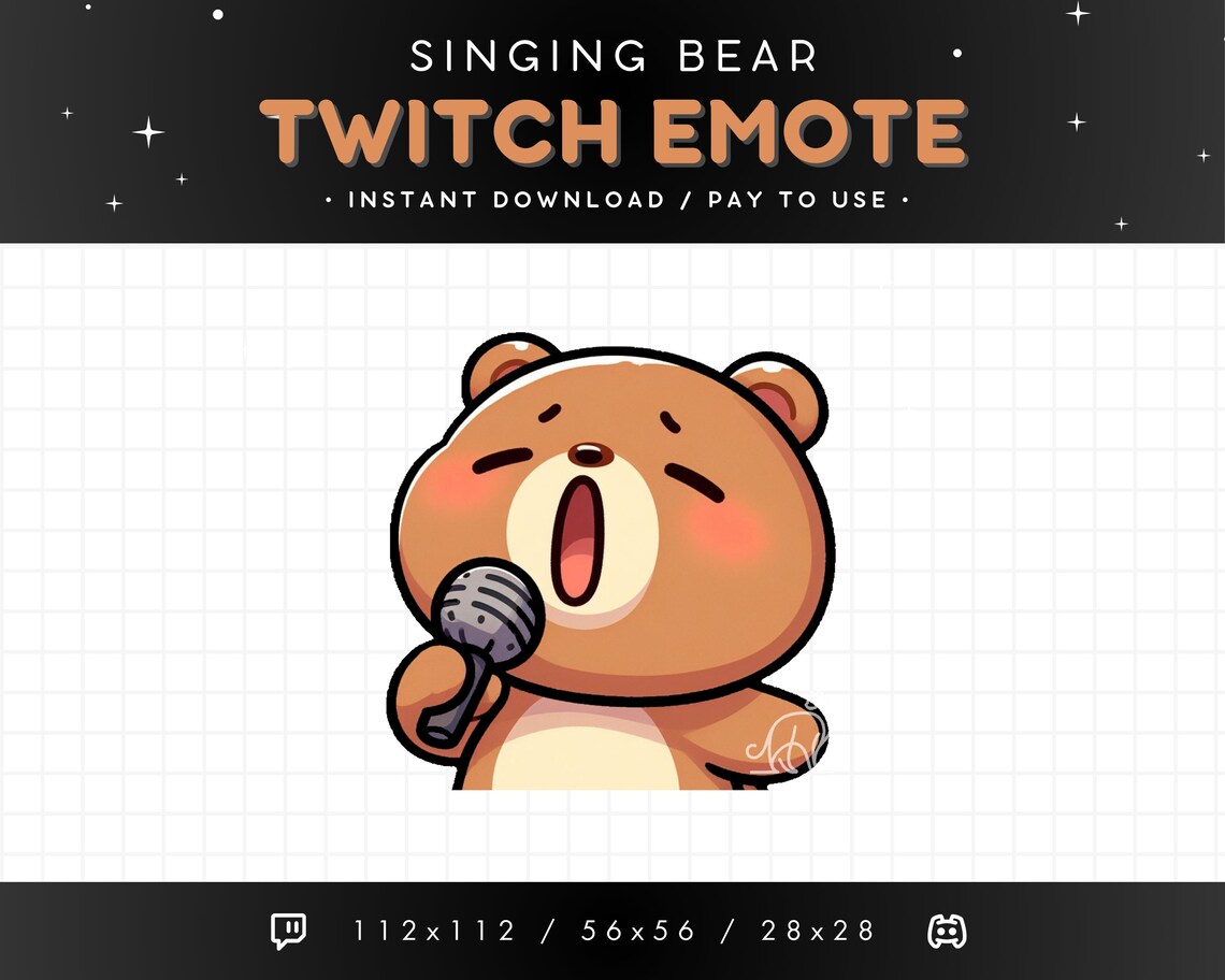 Cute Bear Twitch Emote Singing Bear Emote, Bear Discord Emote, Gaming ...