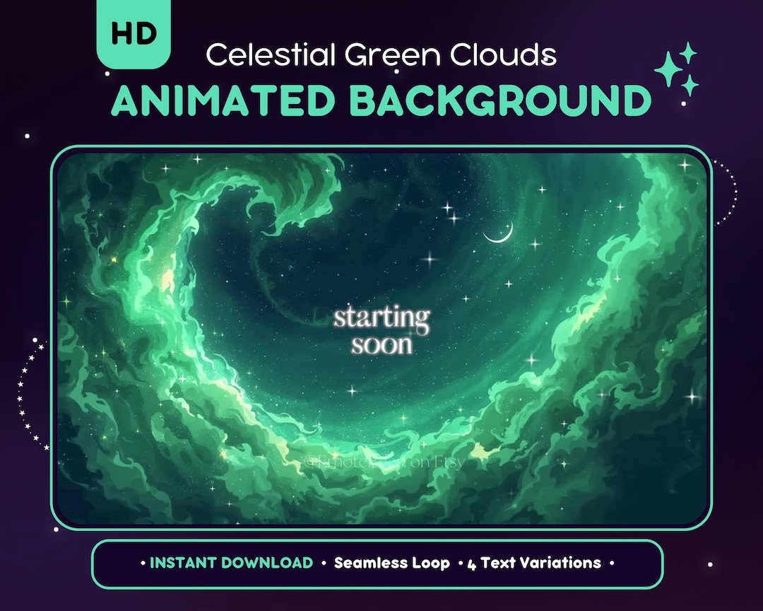 Stream Animated Background - Green Cloud, Anime Vtuber Cozy Desktop ...