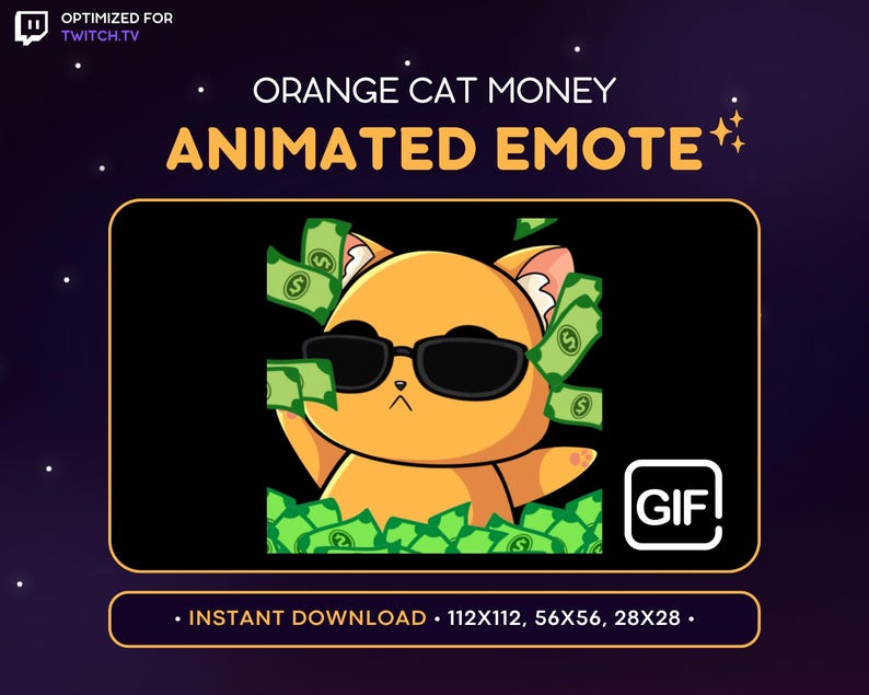 ANIMATED Orange Cat Money Emote - Discord Emoji Sticker GIF Funny ...