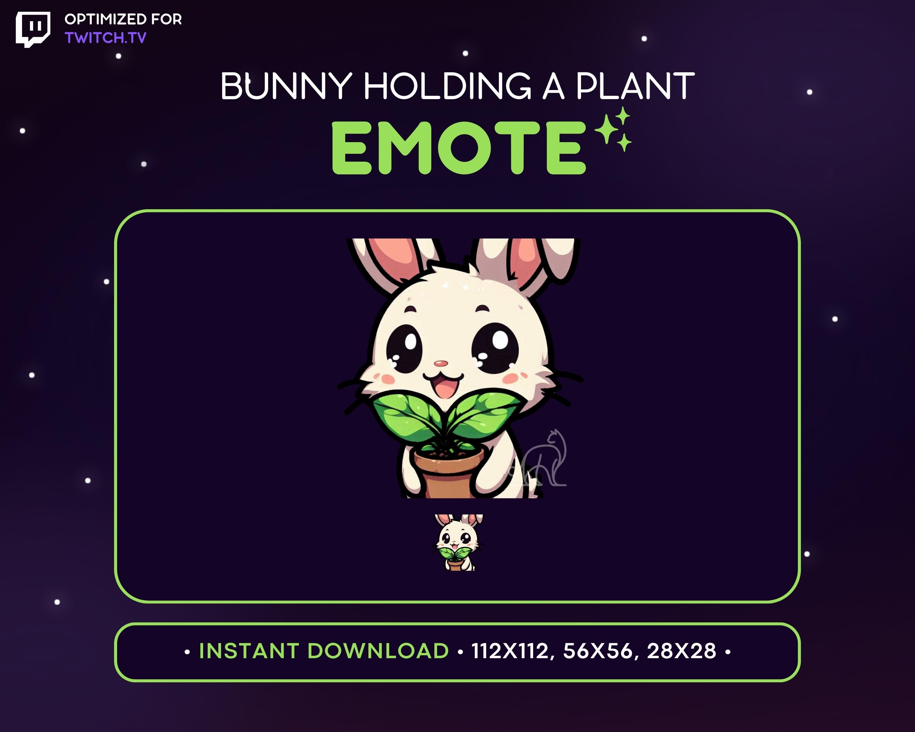 Bunny Twitch Emote - Green Plant Bunny Emote, Bunny Discord Emote ...