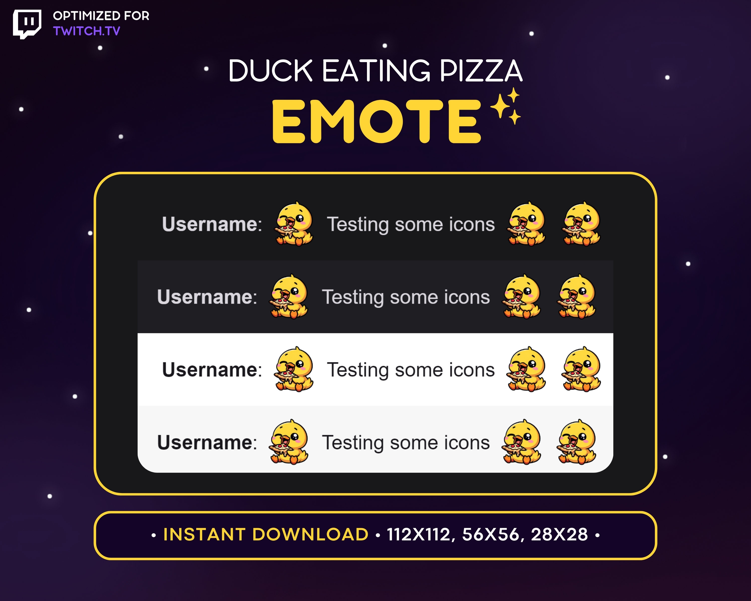 Cute Duck Twitch Emote - Pizza Duck Emote, Duck Discord Emoji, Eating ...