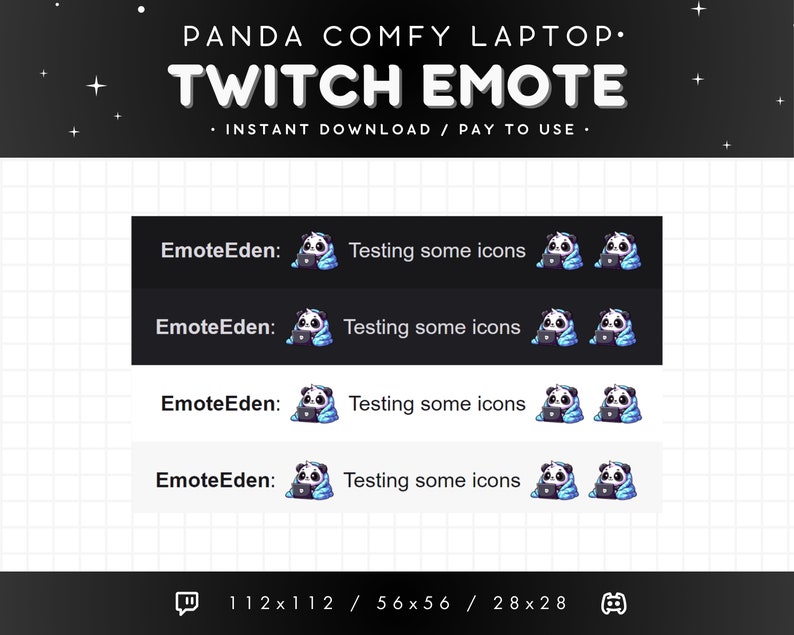 Cute Comfy Panda Twitch Emote - Cozy Panda Emote, Panda Discord Emote ...