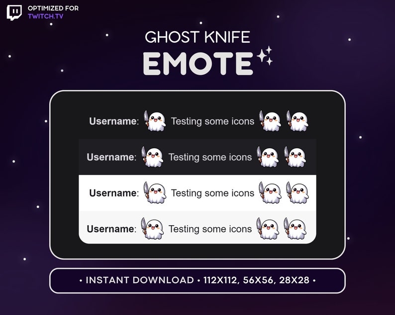 Cute Ghost Twitch Emote - Knife Ghost Emote, Ghost Discord Emote ...