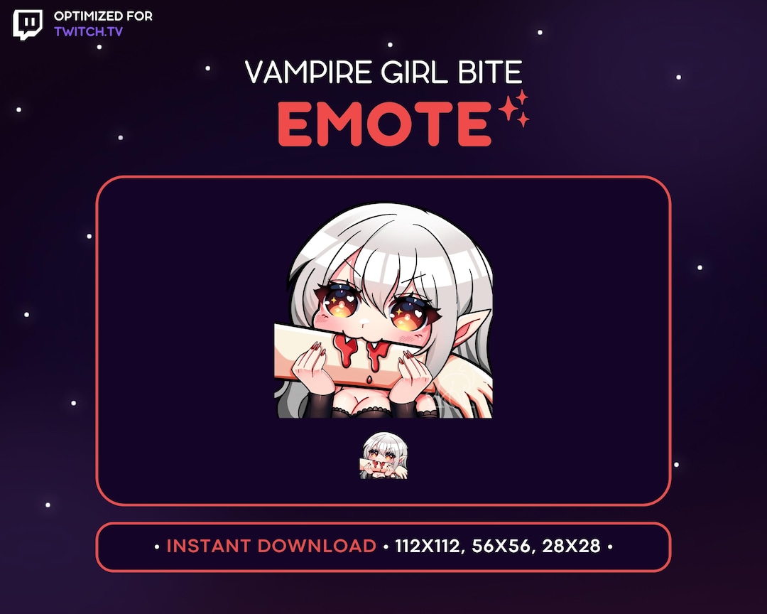 Vampire Girl Twitch Emote - Biting Arm, Evil Vampire Girl, Kawaii Anime ...