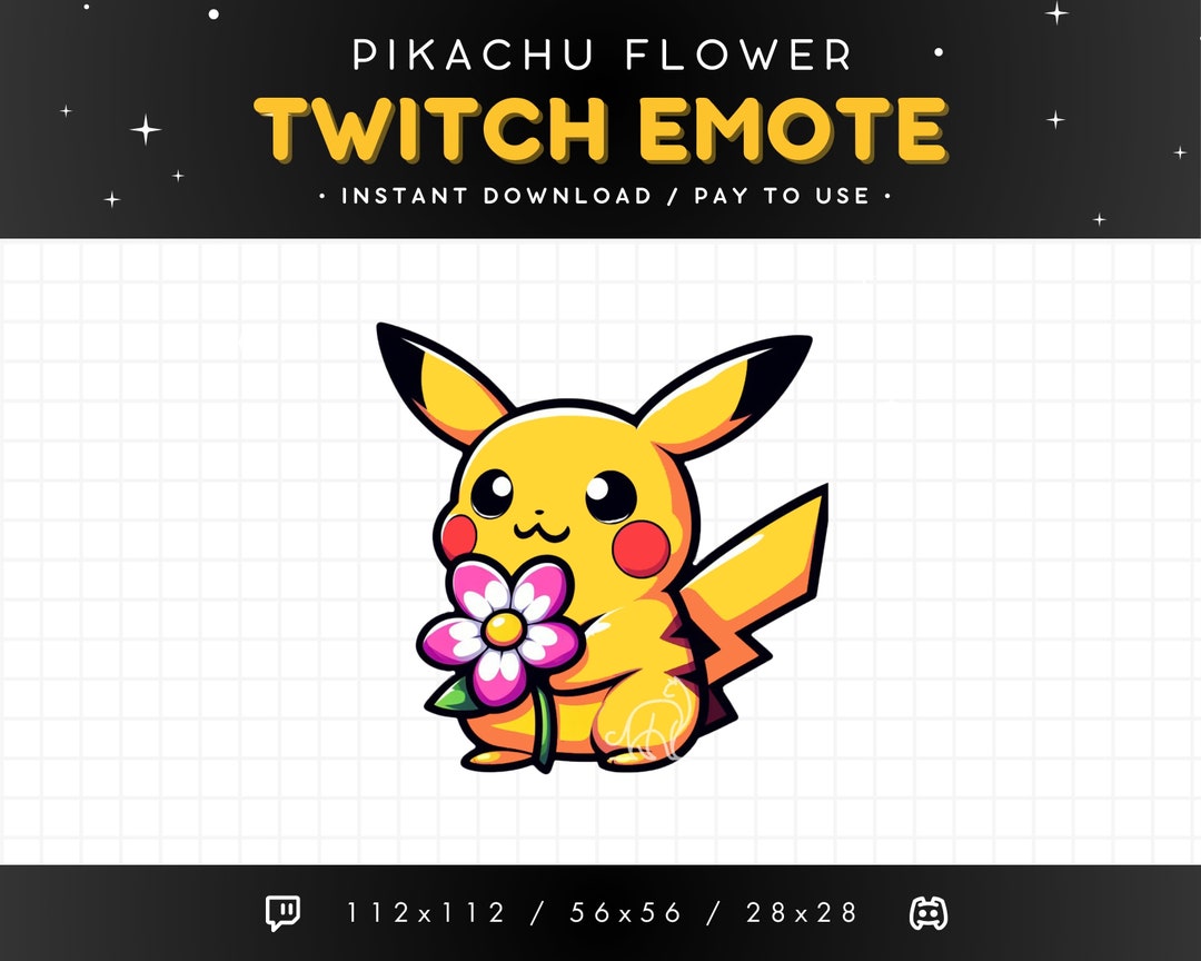 Cute Pikachu Twitch Emote Flower Pikachu Pokemon Emote, Gaming ...