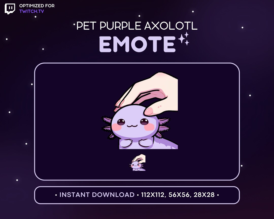 Cute Axolotl Twitch Emote - Pet Purple Axolotl Emote, Axolotl Discord ...