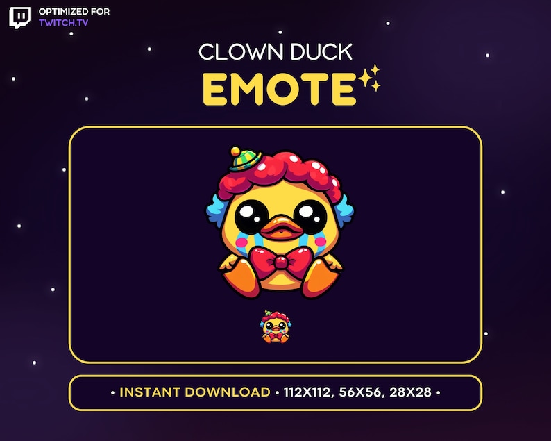Cute Duck Twitch Emote Clown Duck Emote, Duck Discord Emote, Gaming ...