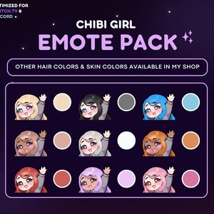 Chibi Girl Emote Pack 20x - Blue Hair Girl Twitch Emote [fair Skin, 5 ...