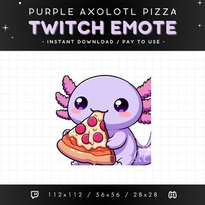 Cute Axolotl Twitch Emote Pizza Purple Axolotl Emote, Axolotl Discord Emote, Gaming, Streaming ...