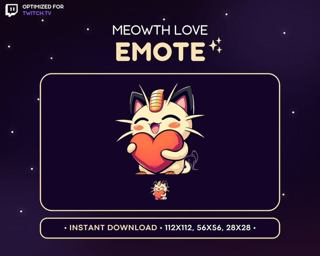Meowth Twitch Emote - Love Meowth Pokemon Emote, Gaming, Streaming ...