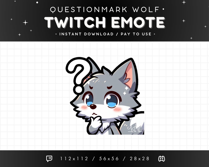 Cool Wolf Twitch Emote Question Mark Wolf Emote, Wolf Discord Emote ...