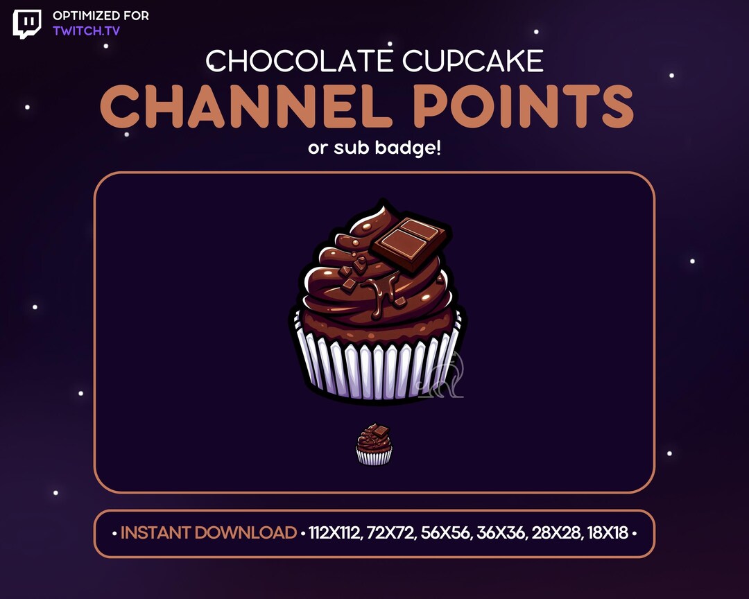 Chocolate Cupcake Twitch Channel Point Icon, Sub Badge, Emote - Dessert ...