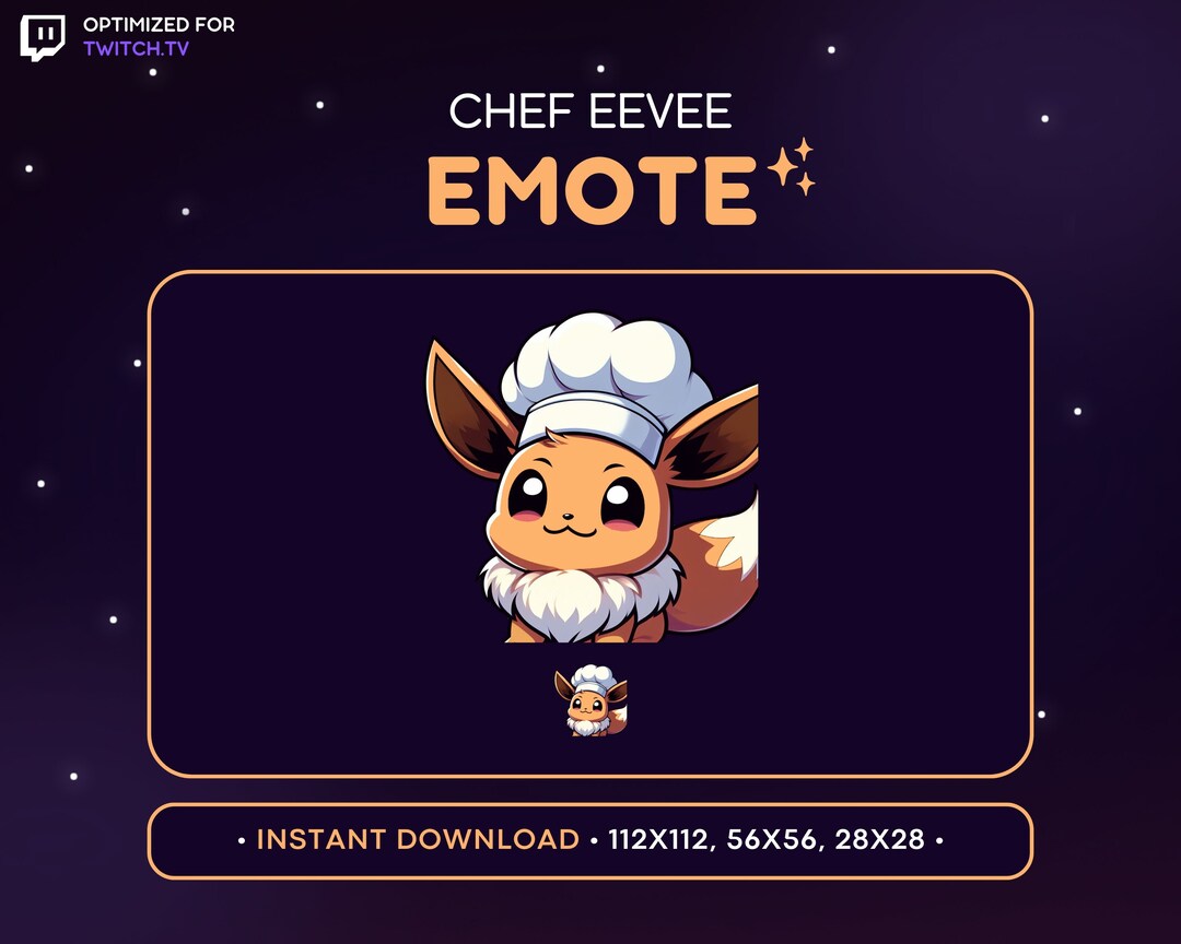 Cute Eevee Twitch Emote - Chef Pokemon Eevee Emote, Gaming, Streaming ...