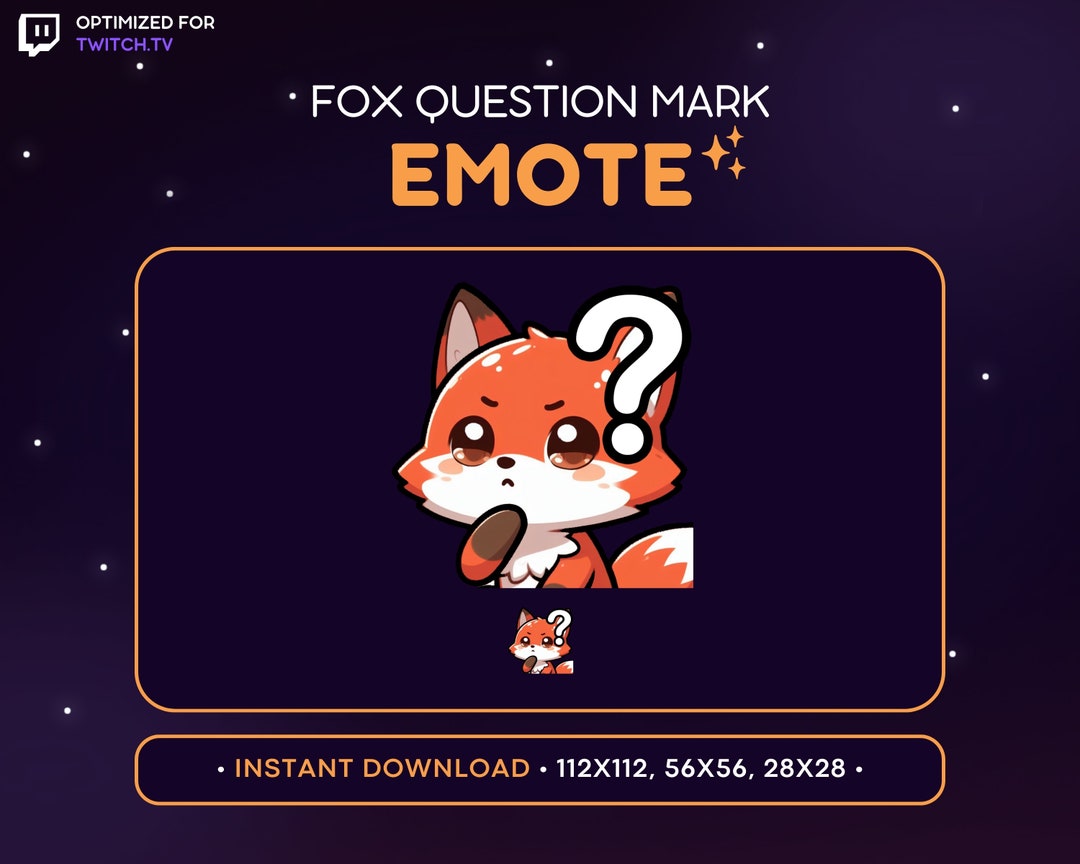 Cute Fox Twitch Emote - Question Mark Fox Emote, Fox Discord Emote ...