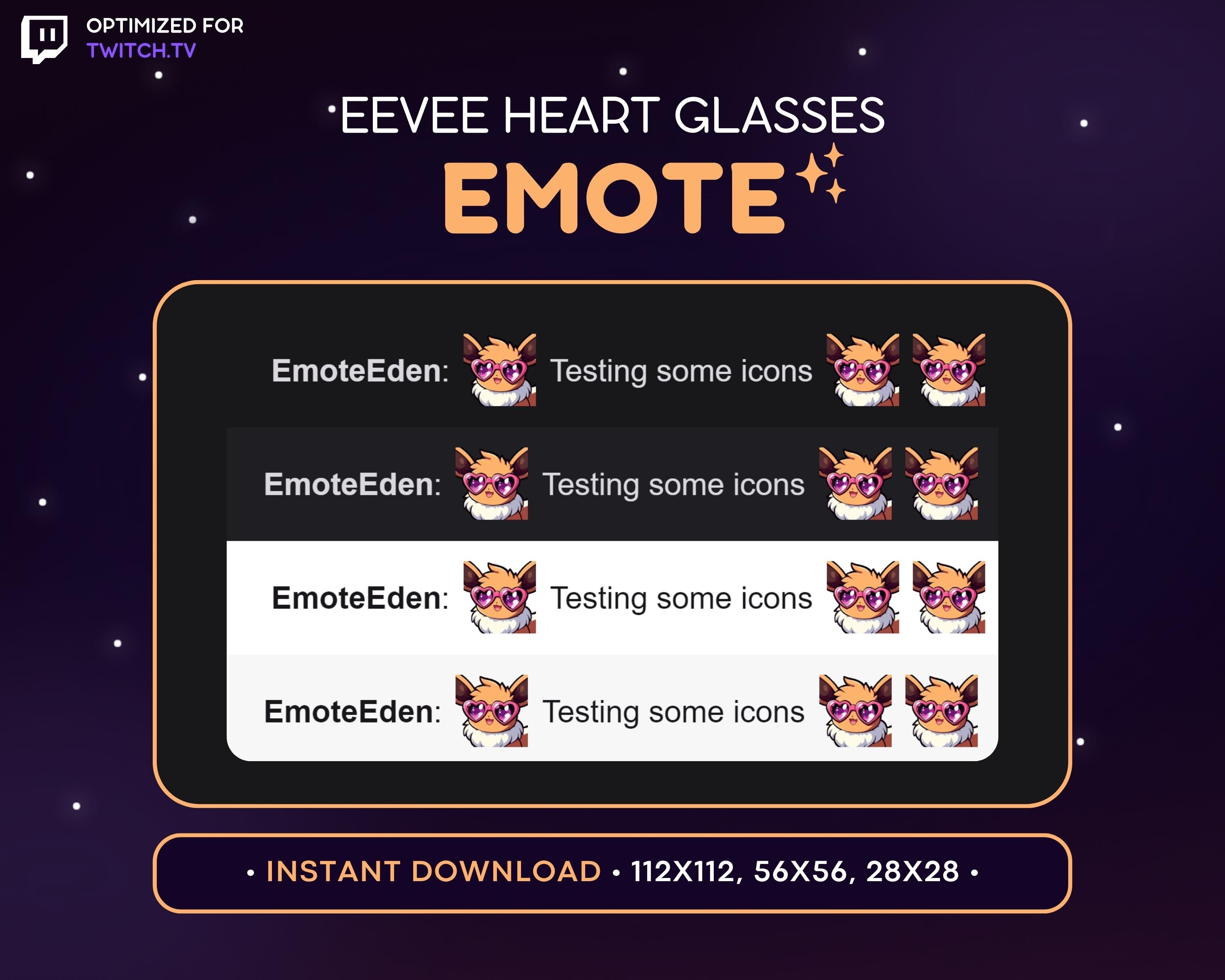Eevee Twitch Emote - Heart Glasses Pokemon Discord Emoji Sticker ...