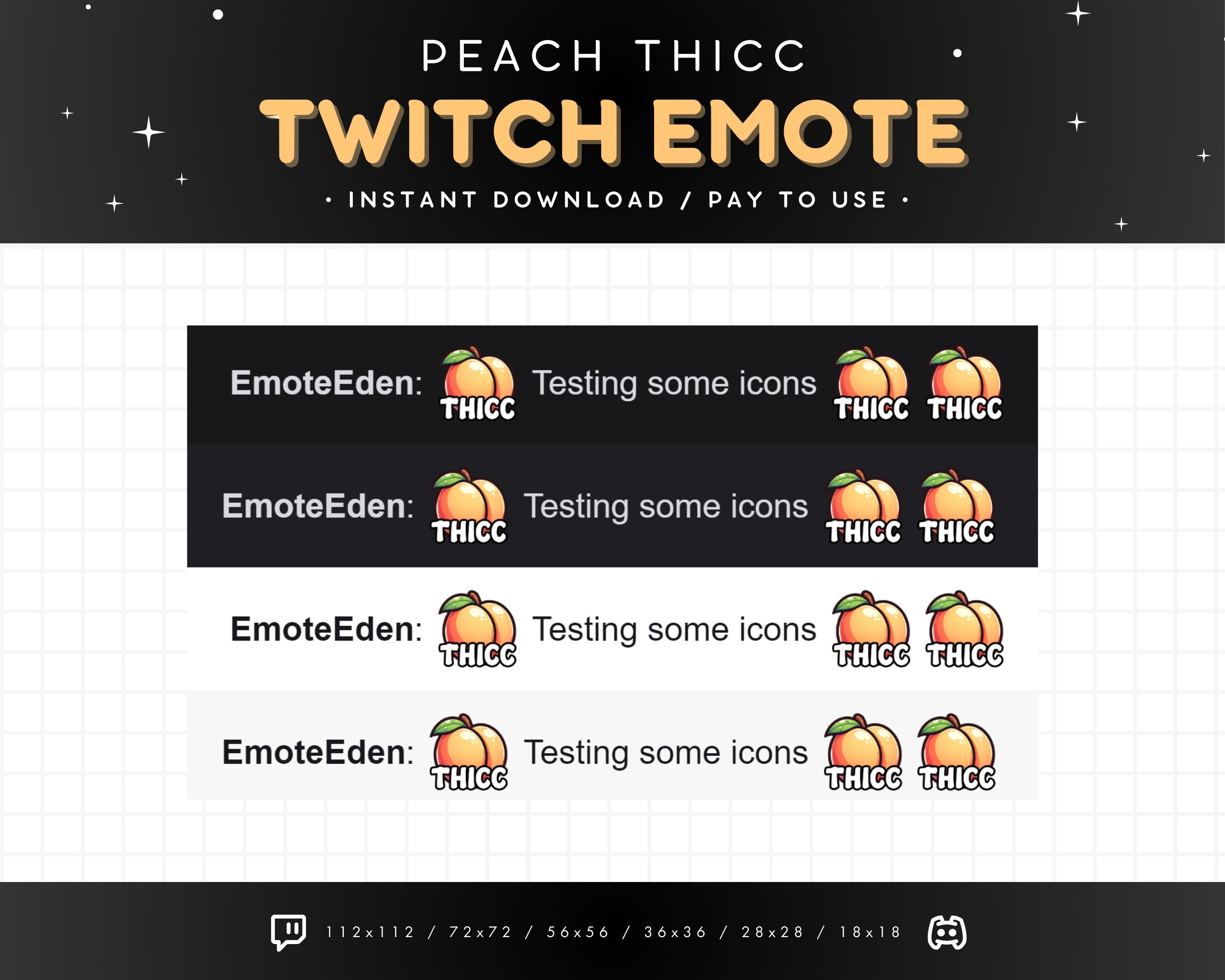 Peach Thicc Twitch Emote Booty Emote, Thick Discord Emote, Streaming ...