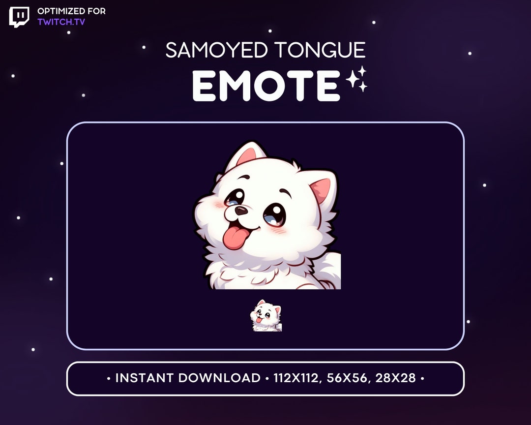 Cute Samoyed Twitch Emote Tongue - White Dog Emote, Dog Discord Emote ...
