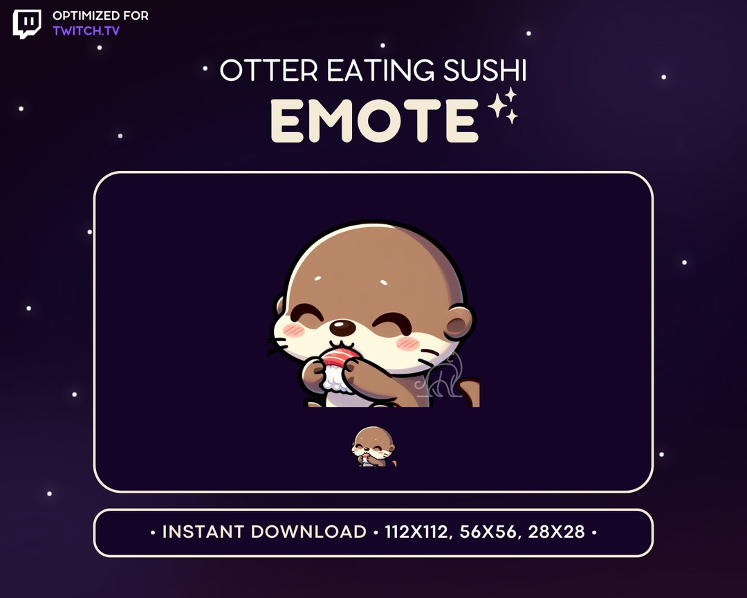 Cute Otter Twitch Emote Sushi - Otter Emote, Otter Discord Emote ...