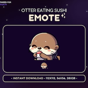 Cute Otter Twitch Emote Sushi - Otter Emote, Otter Discord Emote ...