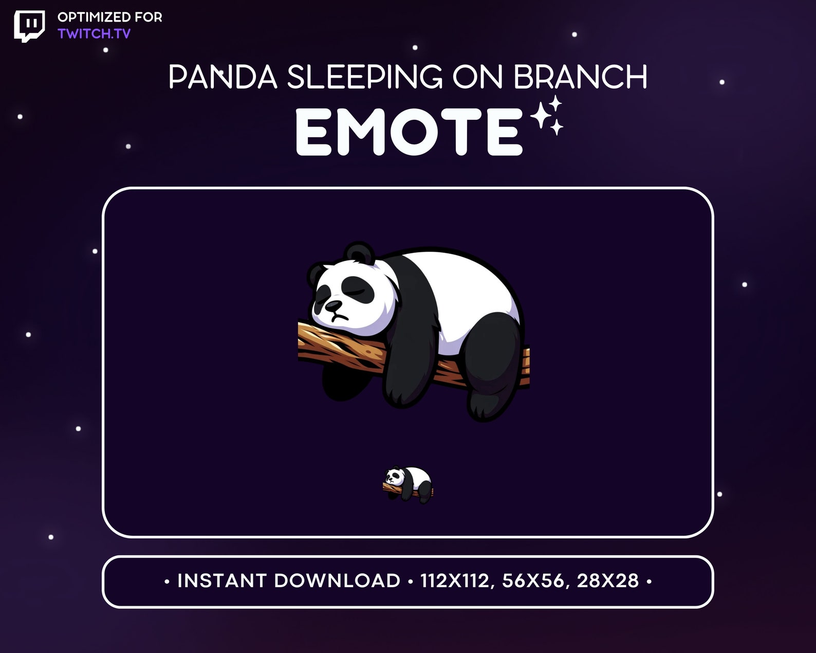 Cute Panda Twitch Emote Sleeping on Branch Comfy Panda Emote, Panda ...