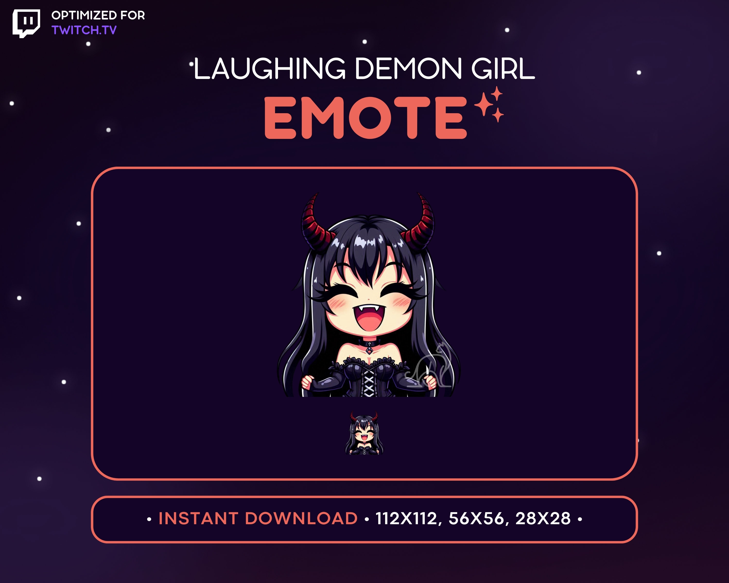 Demon Girl Twitch Emote, Evil Hell Girl, Kawaii Anime Emote, Gamer ...