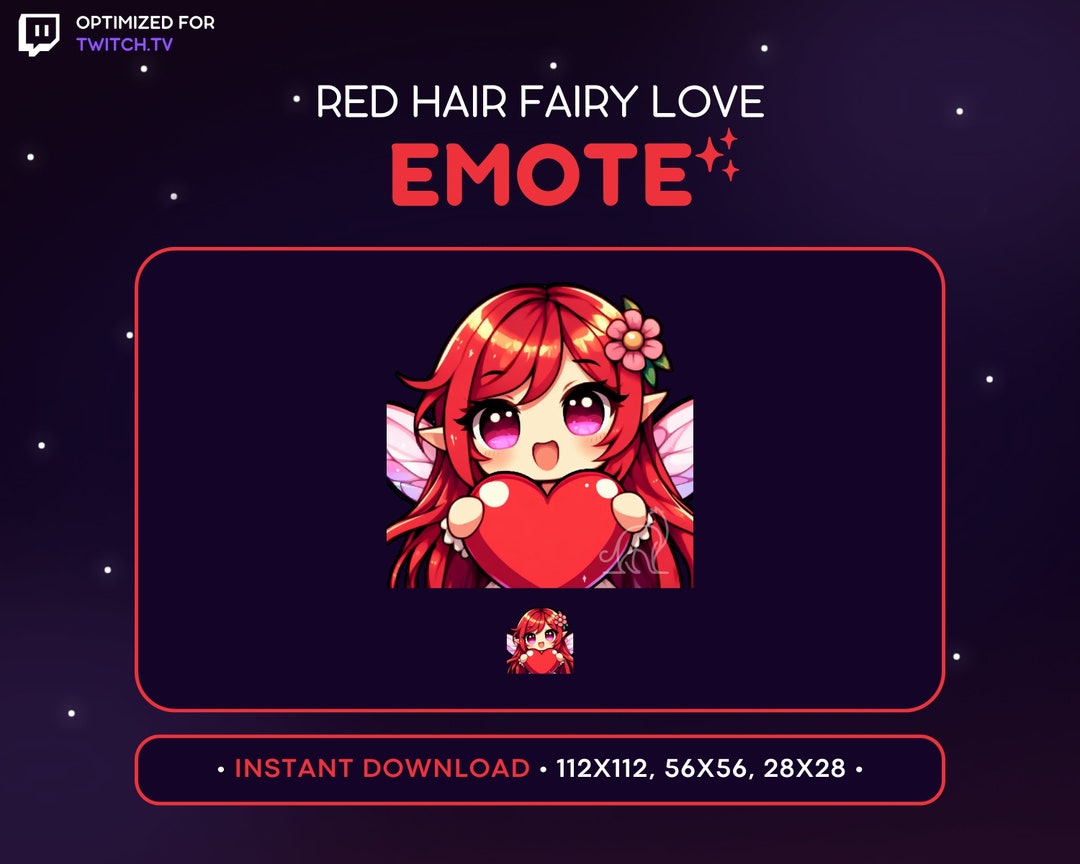 Red Fairy Girl Twitch Emote, Magical Chibi Girl, Kawaii Anime Emote ...