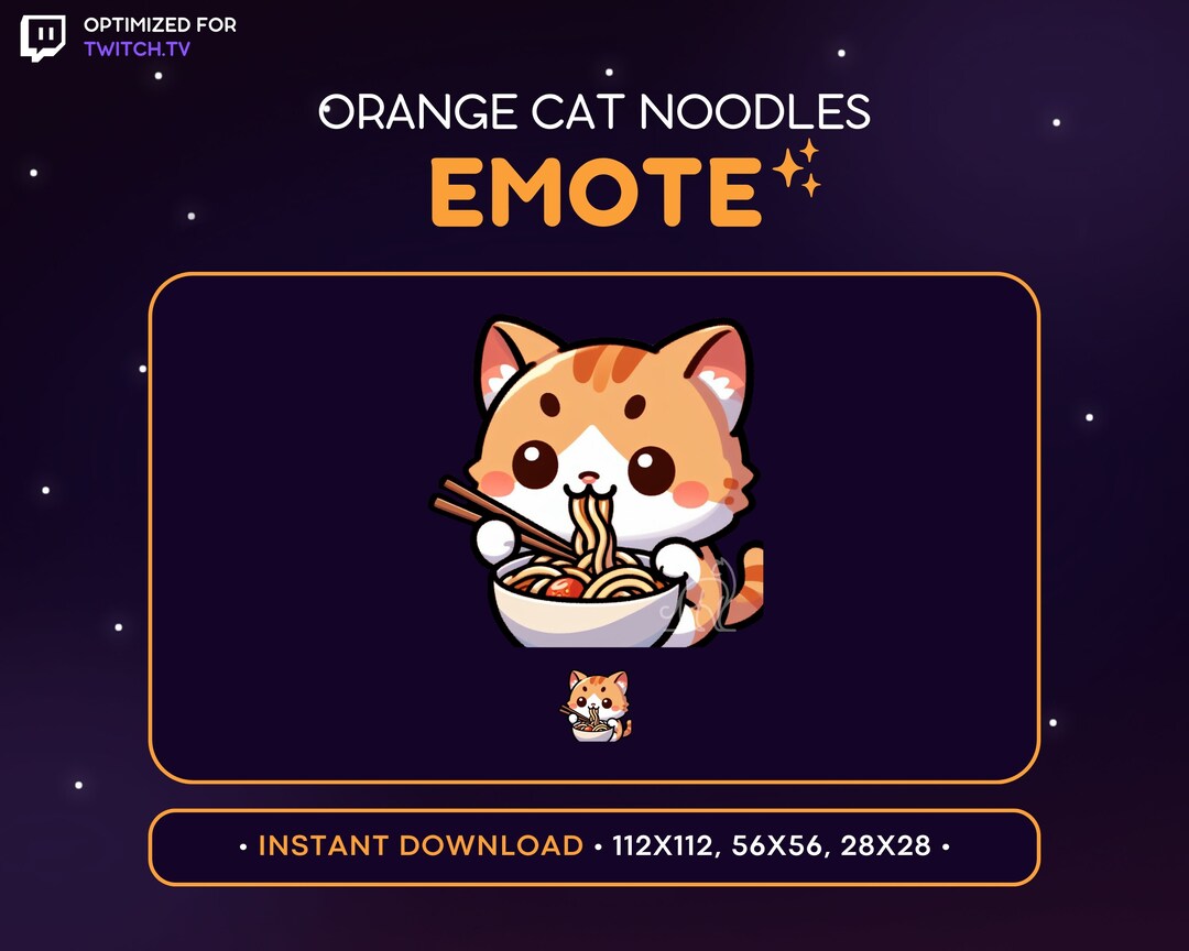 Cat Twitch Emote Noodles - Orange Cat Discord, Emoji, Food, Eat, Munch ...