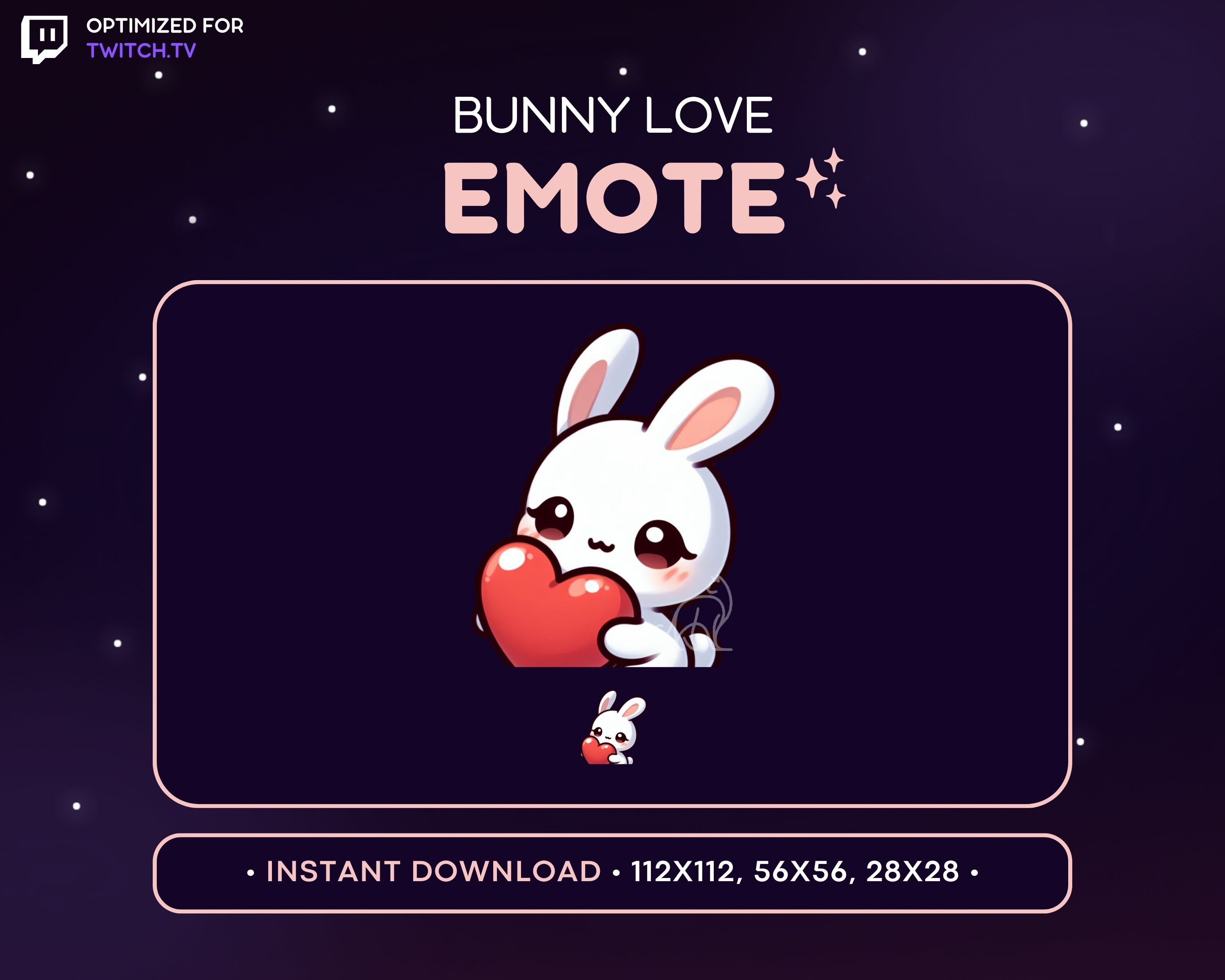 Cute White Bunny Twitch Emote Love Bunny Emote, Bunny Discord Emote ...